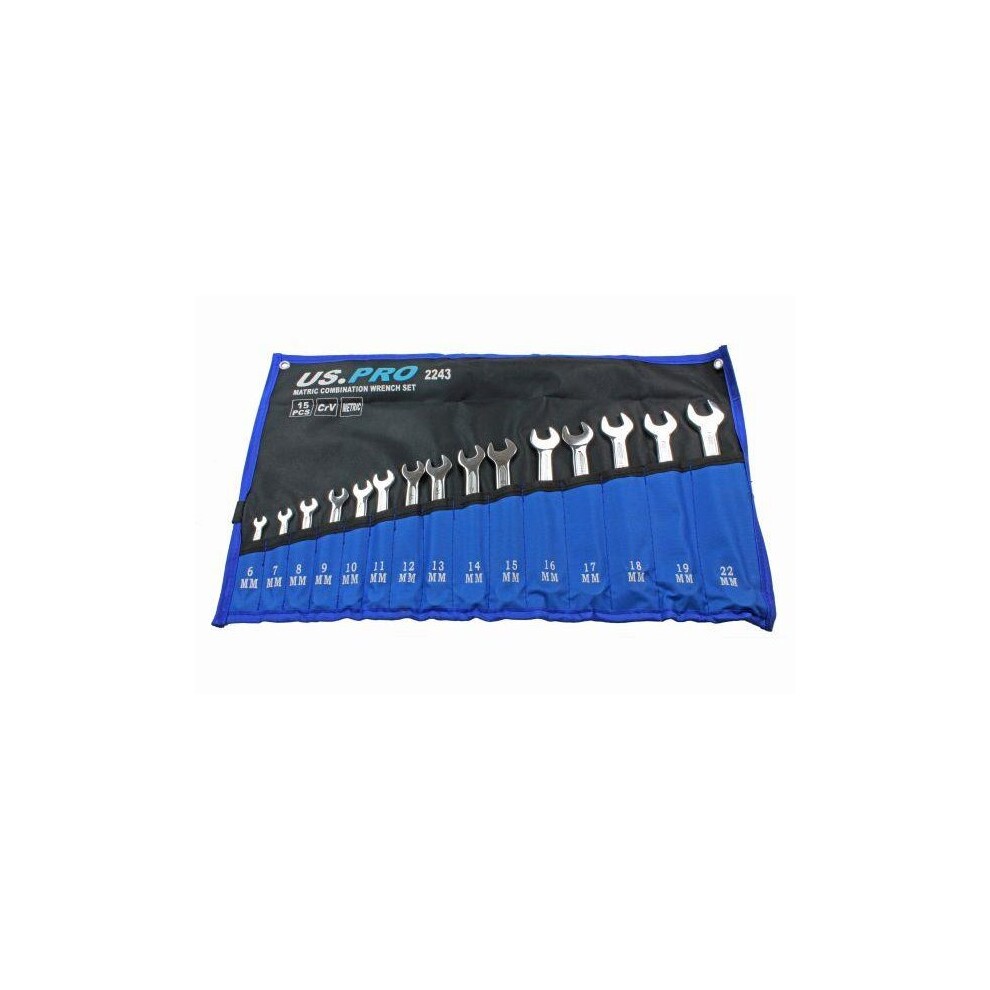 US Pro 15pc Metric Combination Spanner Set 6-22mm | My Website